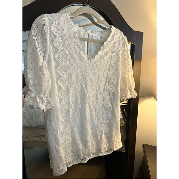 Halife | Tops | New Halife Lace V Neck Whiteblouse Top M | Poshmark